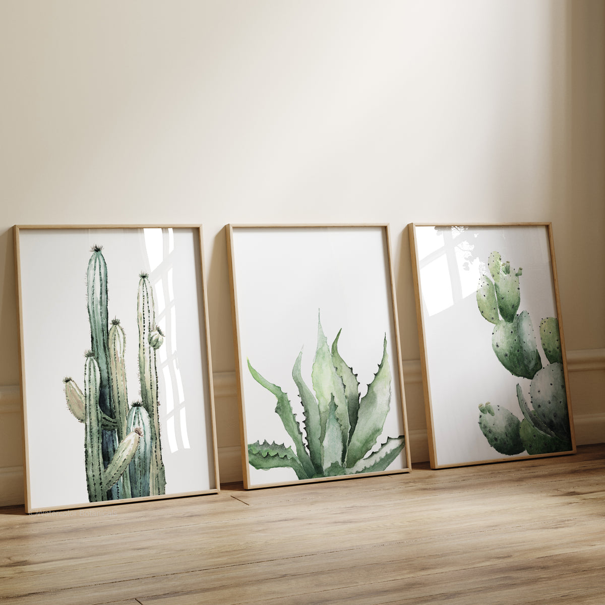 Modern botanical cactus prints for wall décor – Watercolor Botanicals