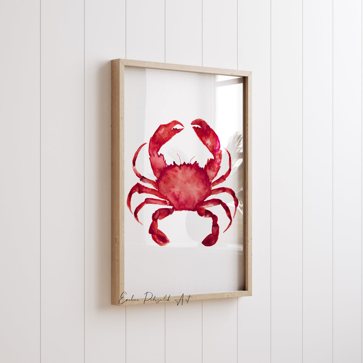 Set of 4 Red Coastal Wall Art Prints – Watercolour Sea Animals Artwork ...