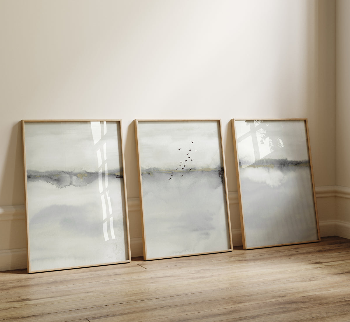 Set of 3 modern abstract fine art posters – Watercolor Botanicals
